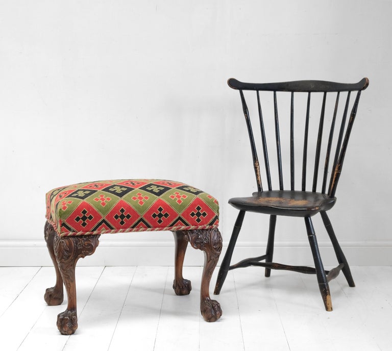 Large Irish Chippendale Style Country House Stool Mahogany Hairy Paw ...