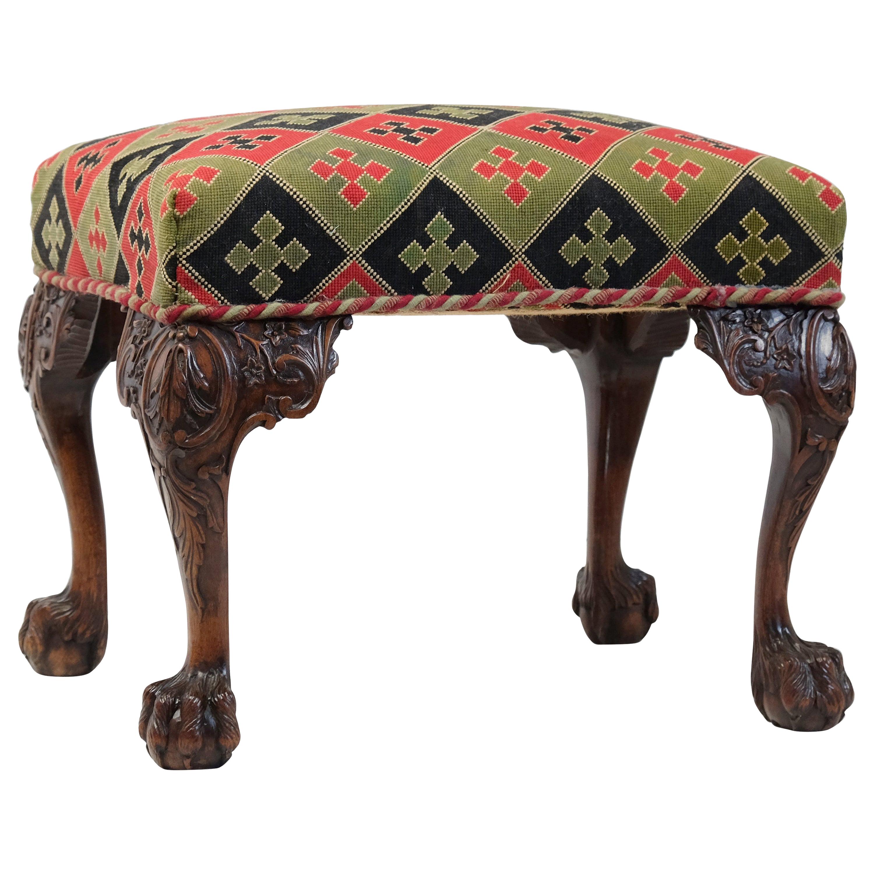 Large Irish Chippendale Style Country House Stool Mahogany Hairy Paw ...