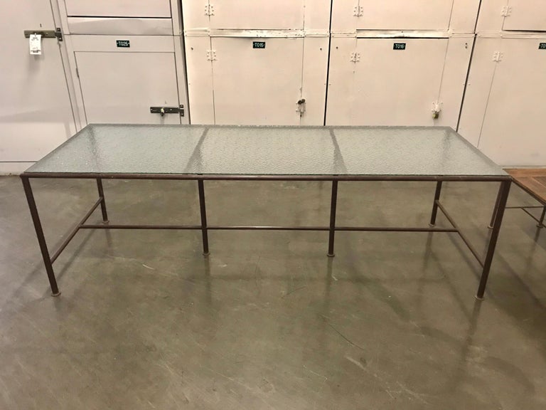 Large Iron Dining Table with Two Benches at 1stDibs