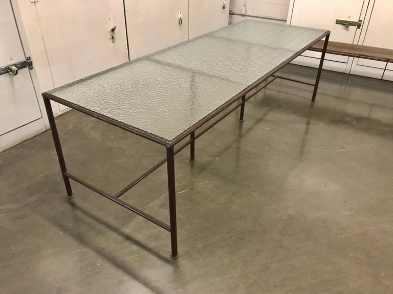 Large Iron Dining Table with Two Benches at 1stDibs