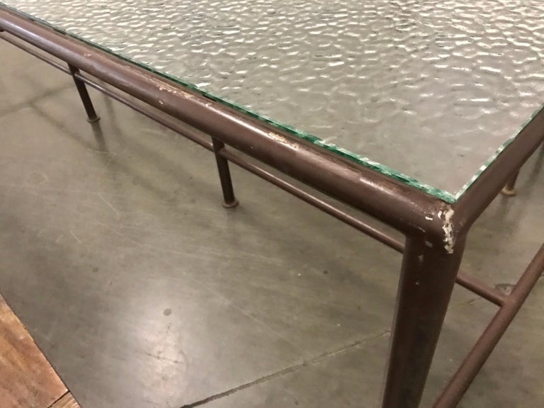 Large Iron Dining Table with Two Benches at 1stDibs