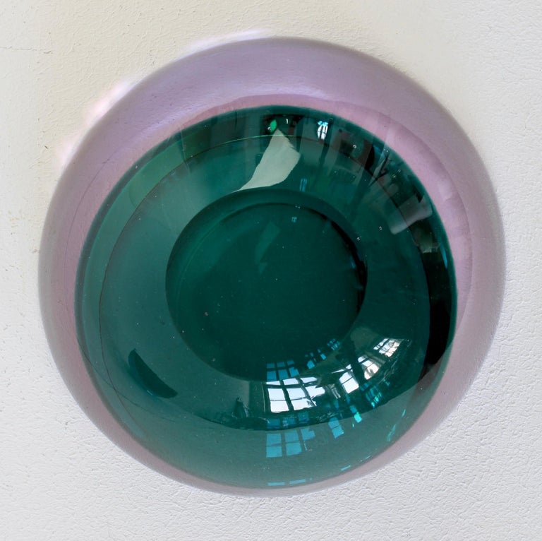 Large Italian Alexandrite and Green Sommerso Murano Glass Bowl, Dish or ...