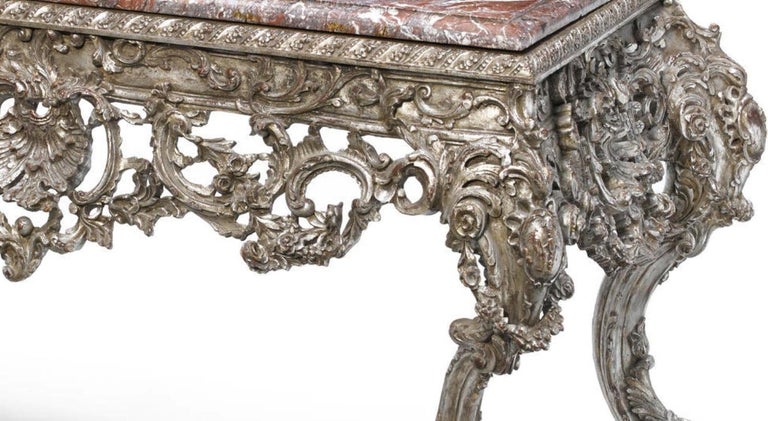 Large Italian Baroque Style Carved Silvered Wood Console For Sale at ...