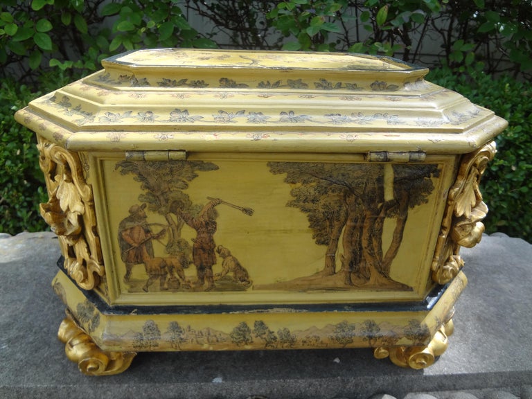 Large Italian Baroque Style Hand Decorated Giltwood Box at 1stDibs