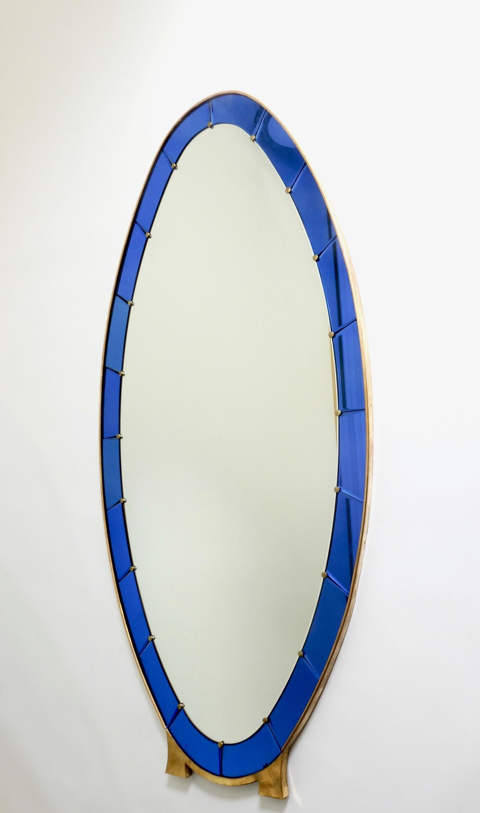 Large Italian Blue Crystal Art Standing Mirror For Sale at 1stDibs ...