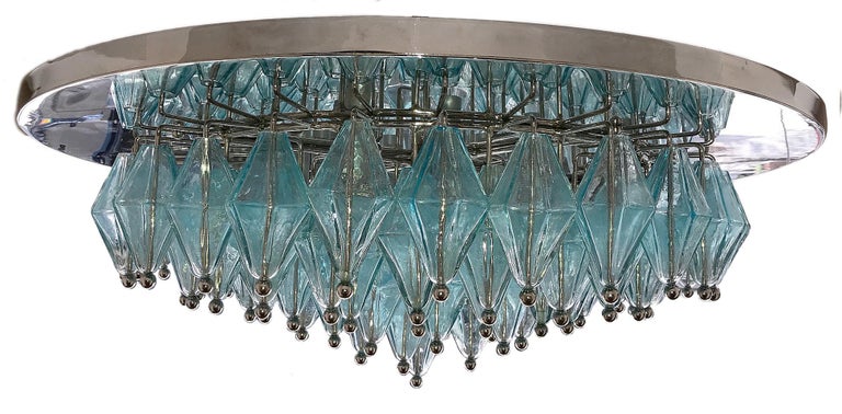 Large Italian Blue Glass Light Fixture For Sale at 1stDibs