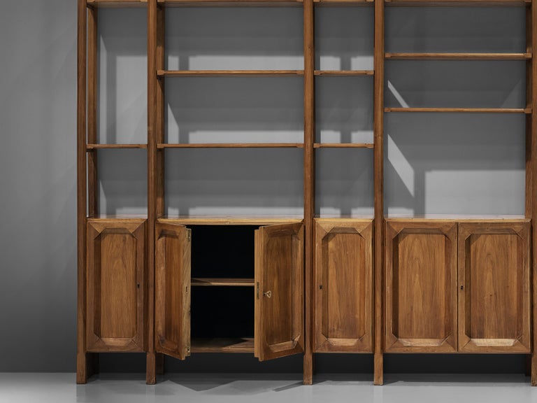 Large Italian Bookcase with Cabinets and Carved Details in Walnut For ...