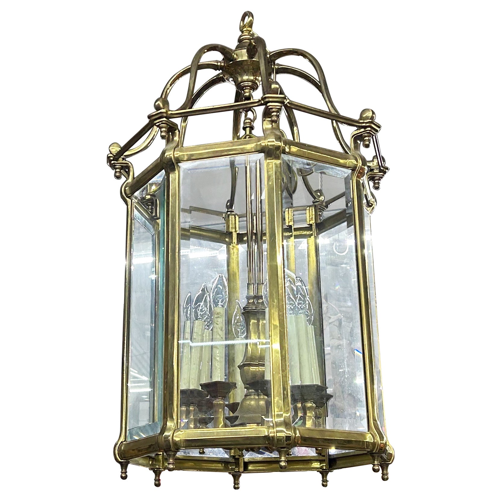 Large Classical Lantern Brass Glass Gold Pendant Lighting Lantern For ...