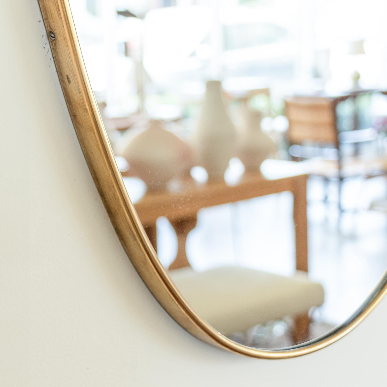 Large Italian Brass Shield Mirror For Sale at 1stDibs