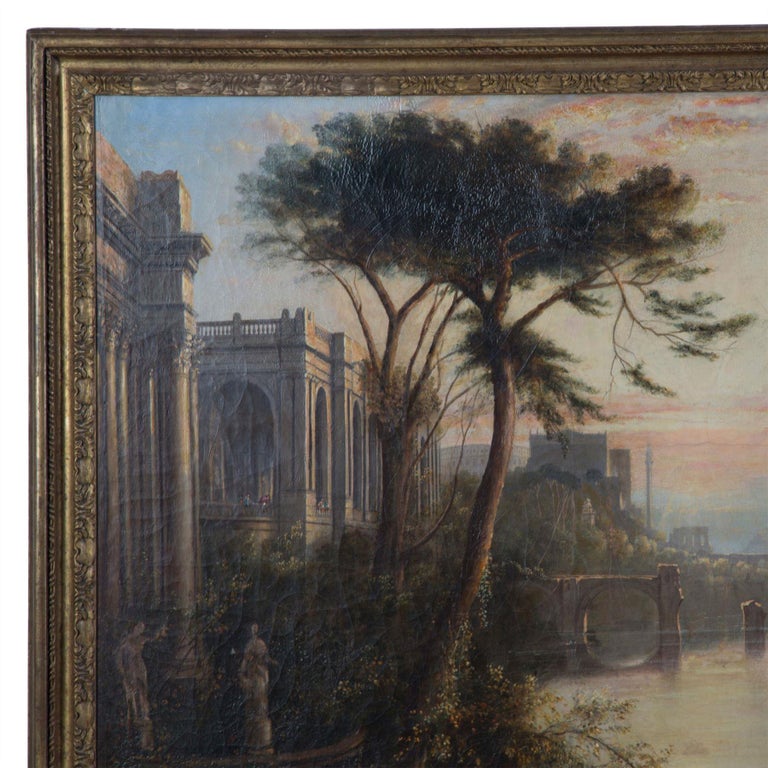 Large Italian Capriccio Oil Painting at 1stDibs