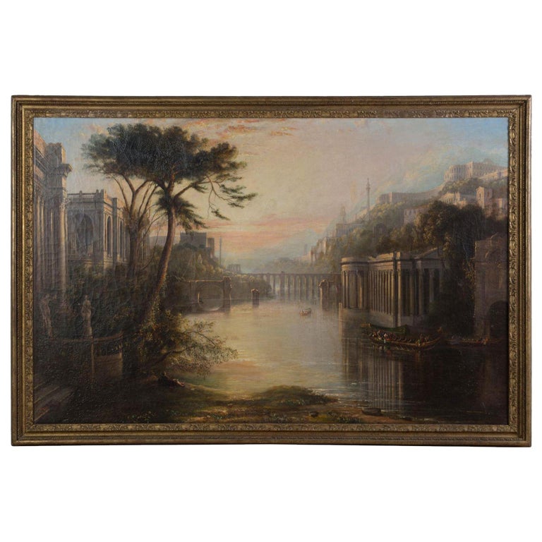 Large Italian Capriccio Oil Painting at 1stDibs