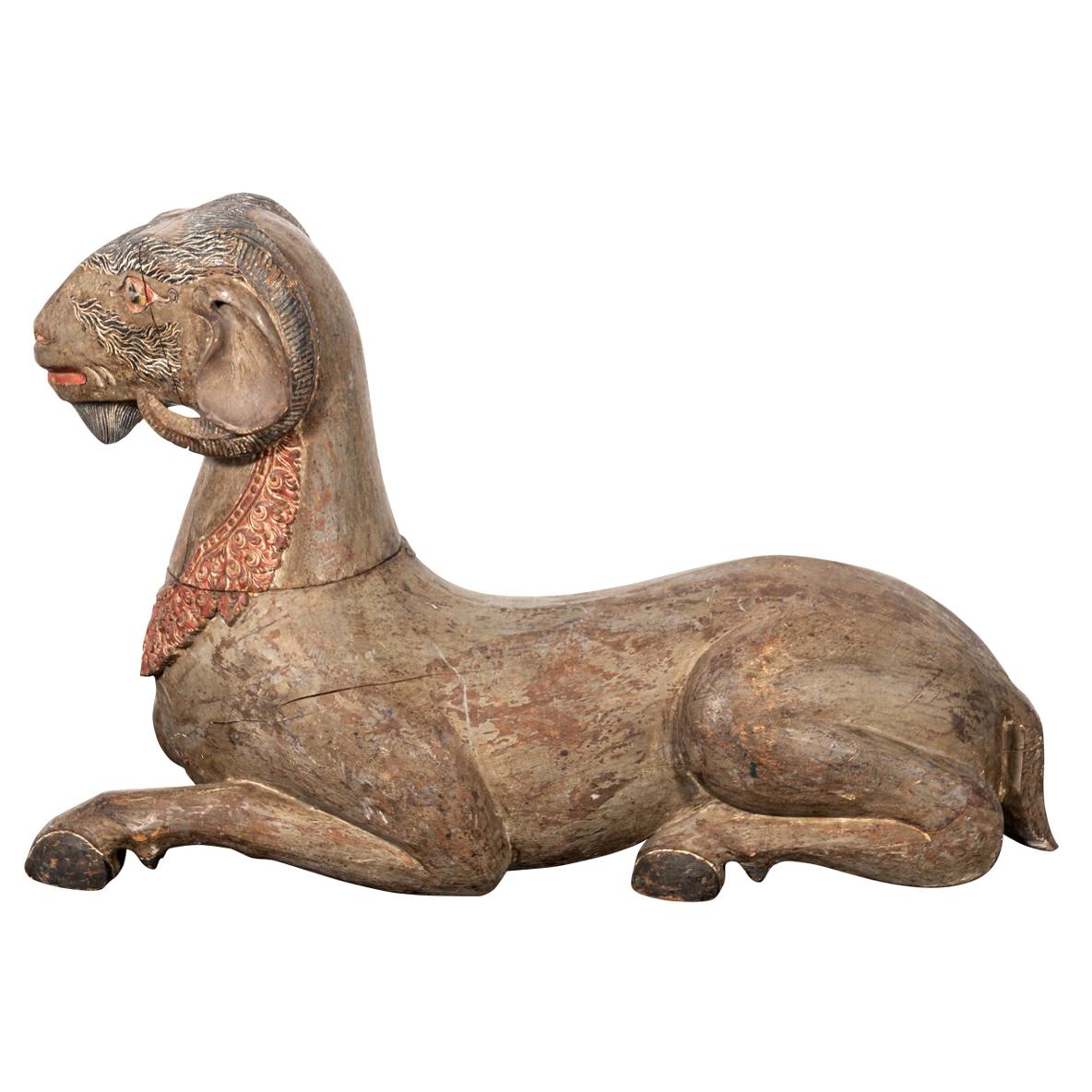 Big Scandinavian Wooden Goat Figurine at 1stDibs