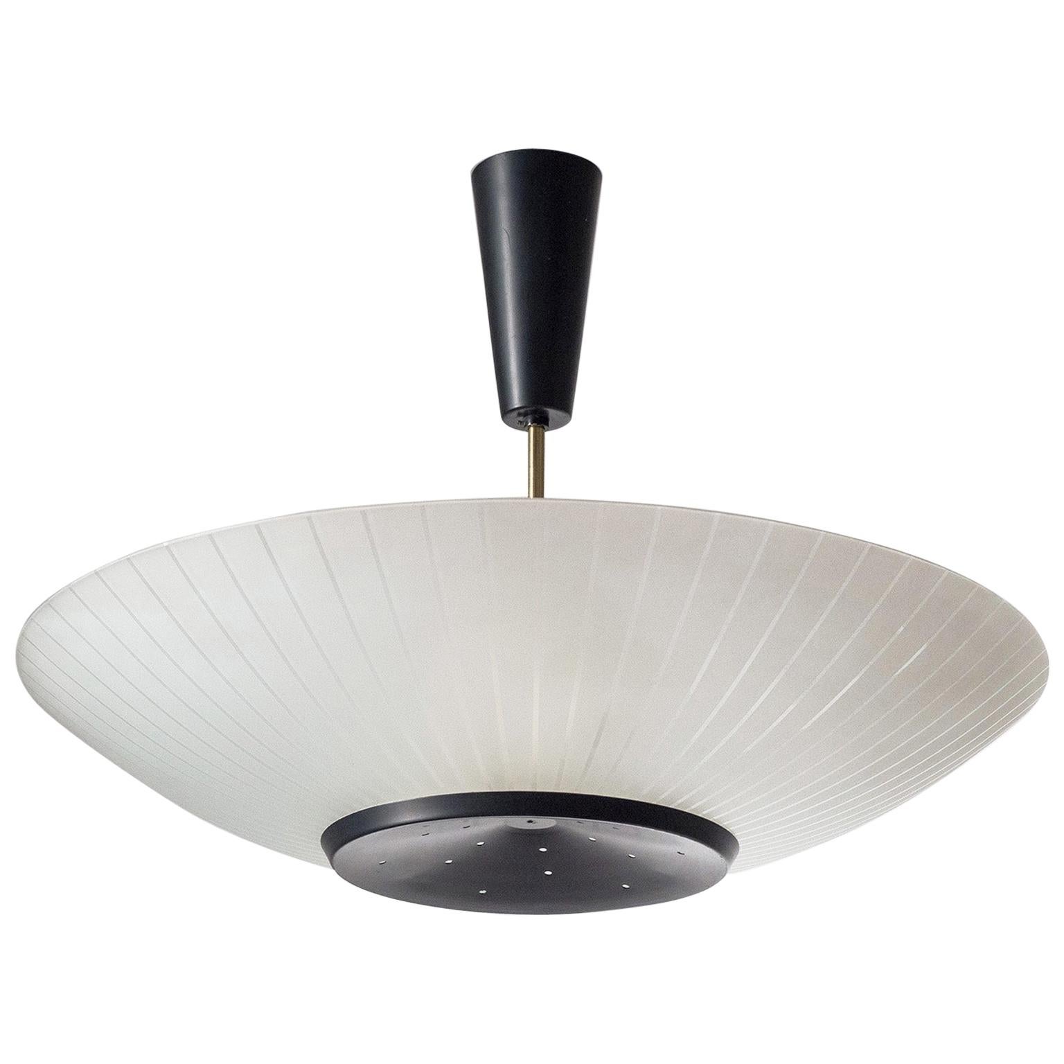 Large Italian Ceiling Light, circa 1960, Striped Glass at 1stDibs