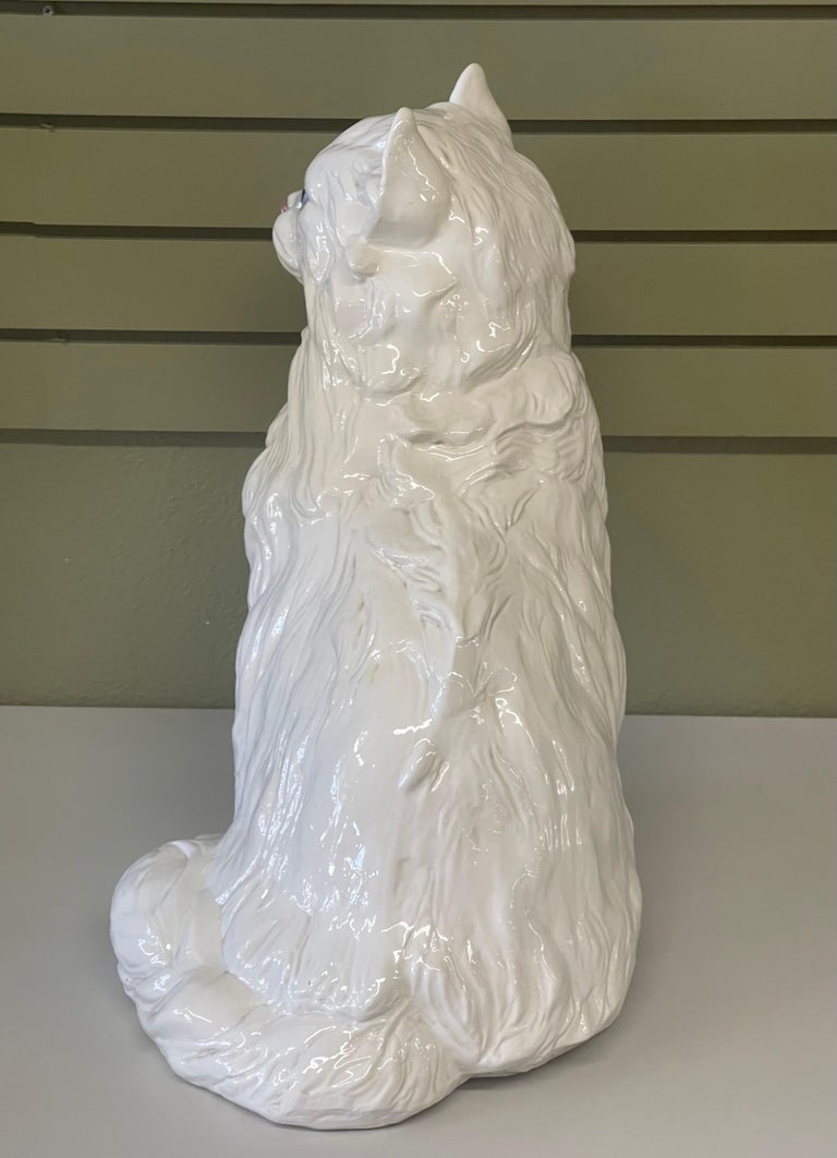 Large Italian Ceramic Cat Sculpture For Sale at 1stDibs
