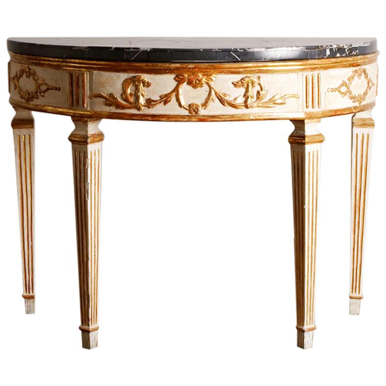 54"W Hickory Demilune Console Entry Table For Sale at 1stDibs