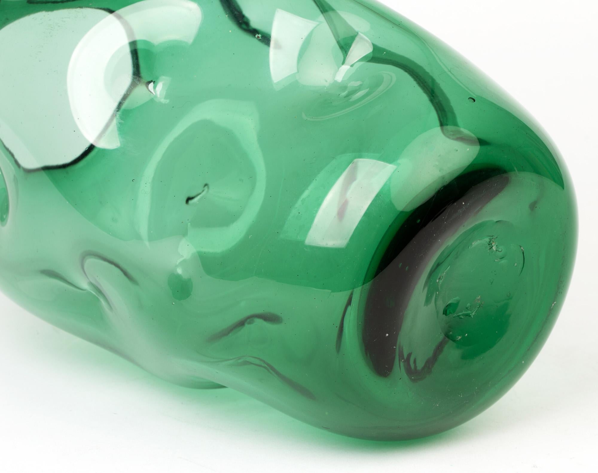 Large Italian Empoli Green Art Glass Dimple Vase at 1stDibs | large ...