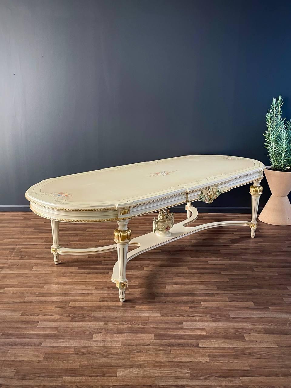 Large Italian French Louis XVI Style Painted and Parcel-Gilt Dining ...