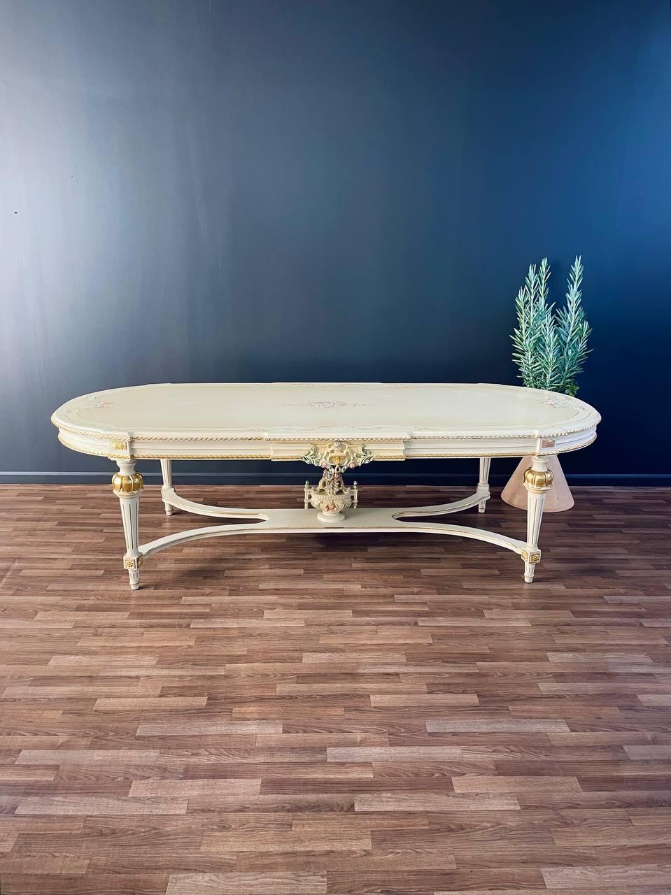 Large Italian French Louis XVI Style Painted and Parcel-Gilt Dining ...