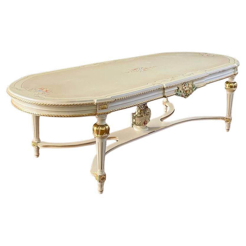 Large Italian French Louis XVI Style Painted and Parcel-Gilt Dining ...