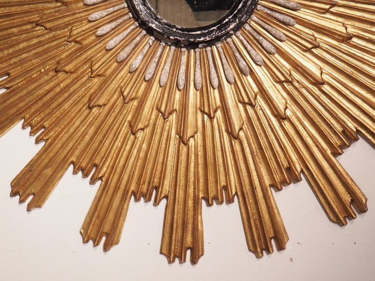 Large Italian Giltwood Sunburst Mirror with Wooden Pendant Surround For ...