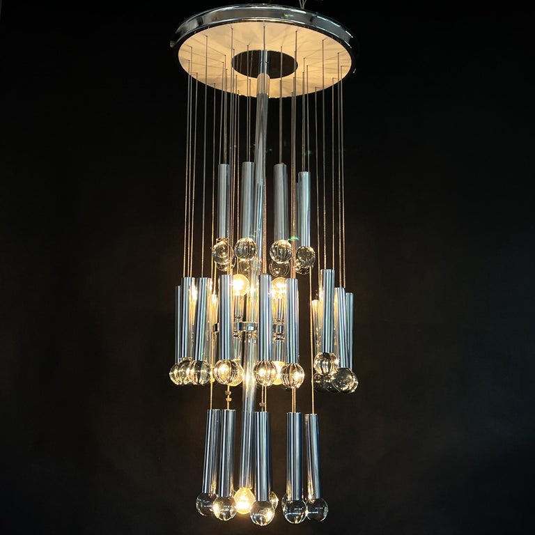 Large Italian Glass Balls Chandelier by Gaetano Sciolari, 1960s For ...