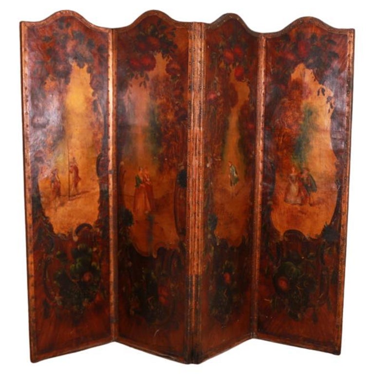 Large Italian Leather Screen For Sale at 1stDibs