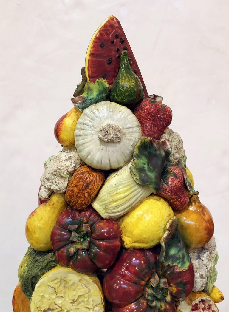 Large Italian Majolica Ceramic Vegetable Tower or Topiary Centerpiece ...