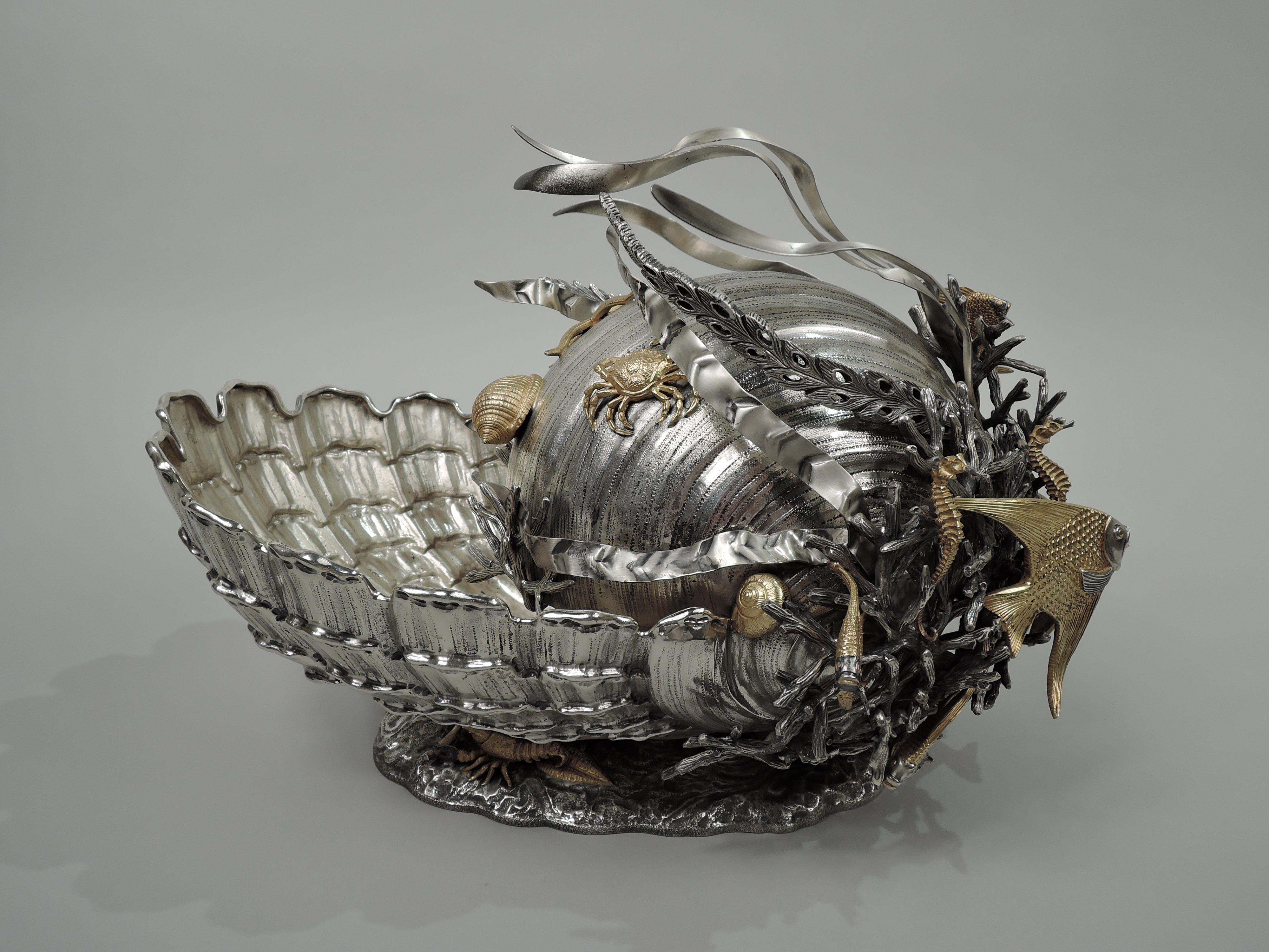 Large Italian Modern Fantasy Marine Silver Seashell Centerpiece For ...