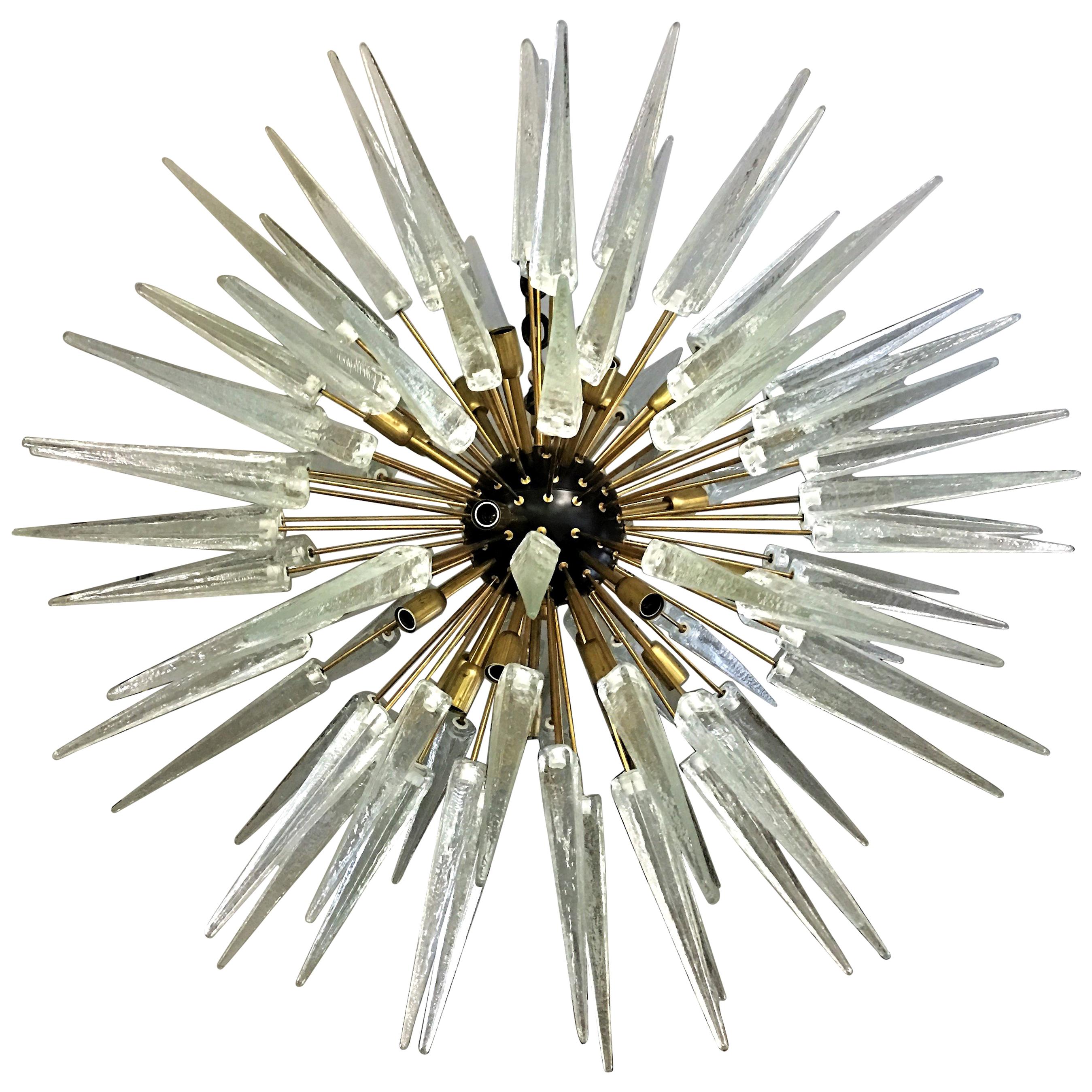 Large Nickel Finished Sputnik Chandelier with Murano Glass Spikes For ...