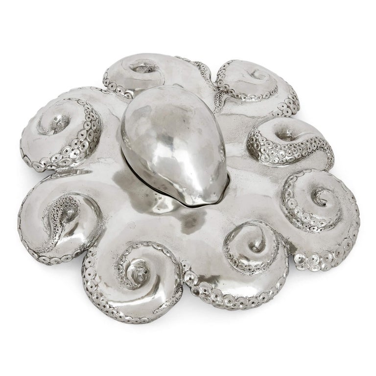 Large Italian Pewter Octopus-Form Caviar Dish by Piero Figura For Sale ...