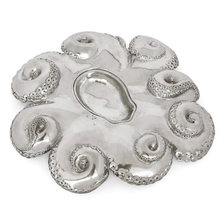 Large Italian Pewter Octopus-Form Caviar Dish by Piero Figura For Sale ...