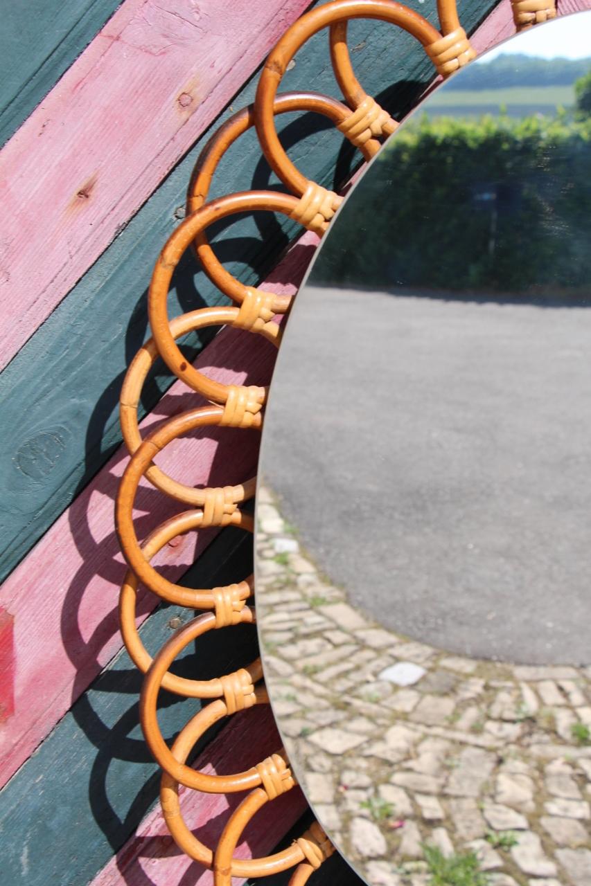 Large Italian Rattan Mirror bonacina For Sale at 1stDibs