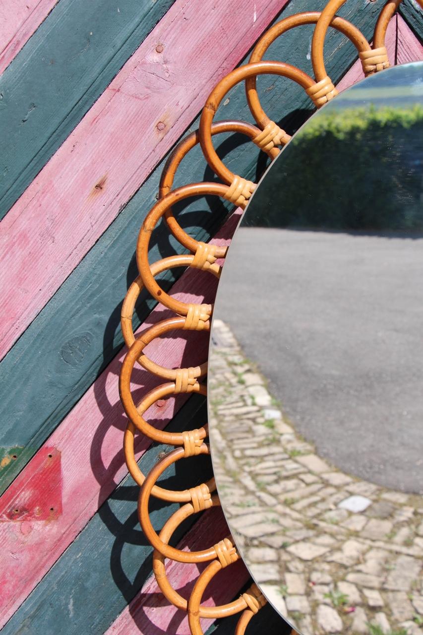 Large Italian Rattan Mirror bonacina For Sale at 1stDibs