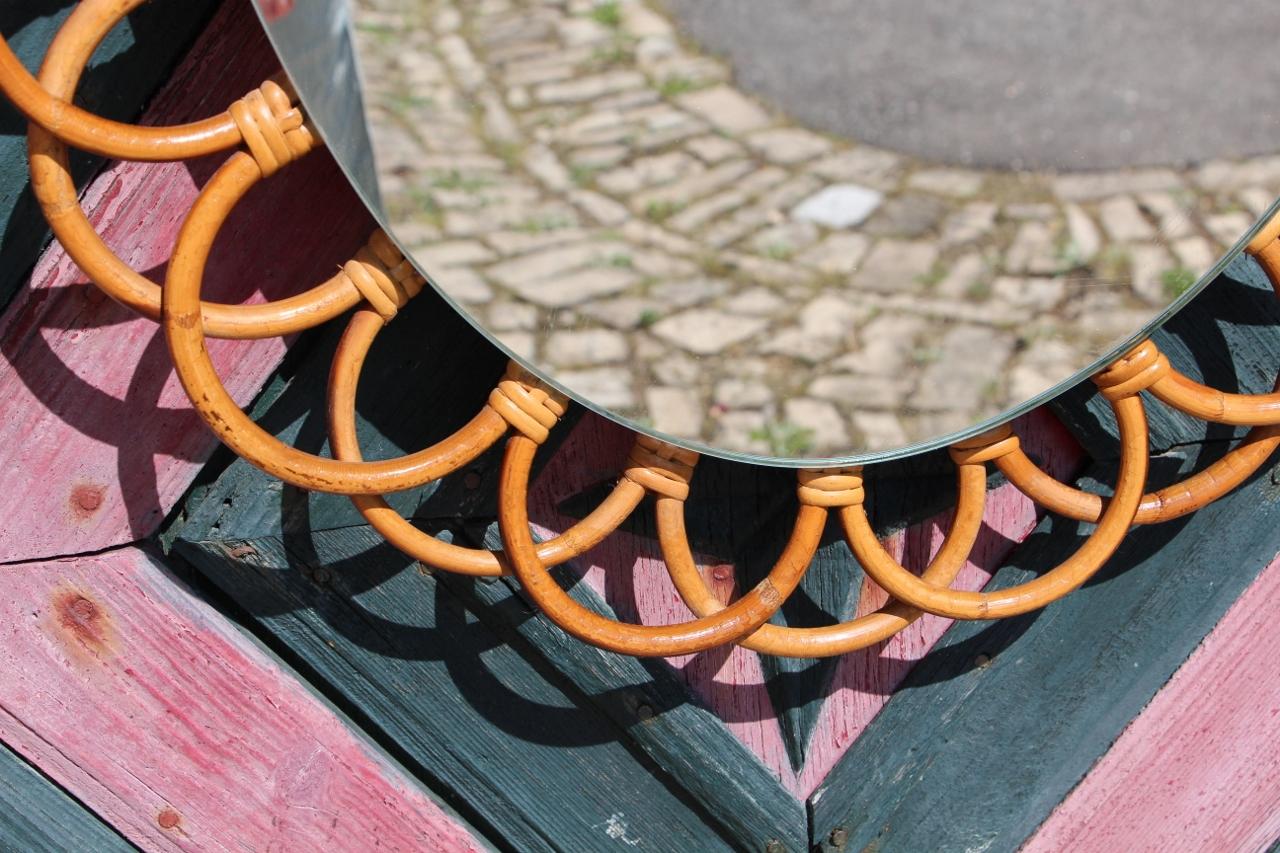 Large Italian Rattan Mirror bonacina For Sale at 1stDibs