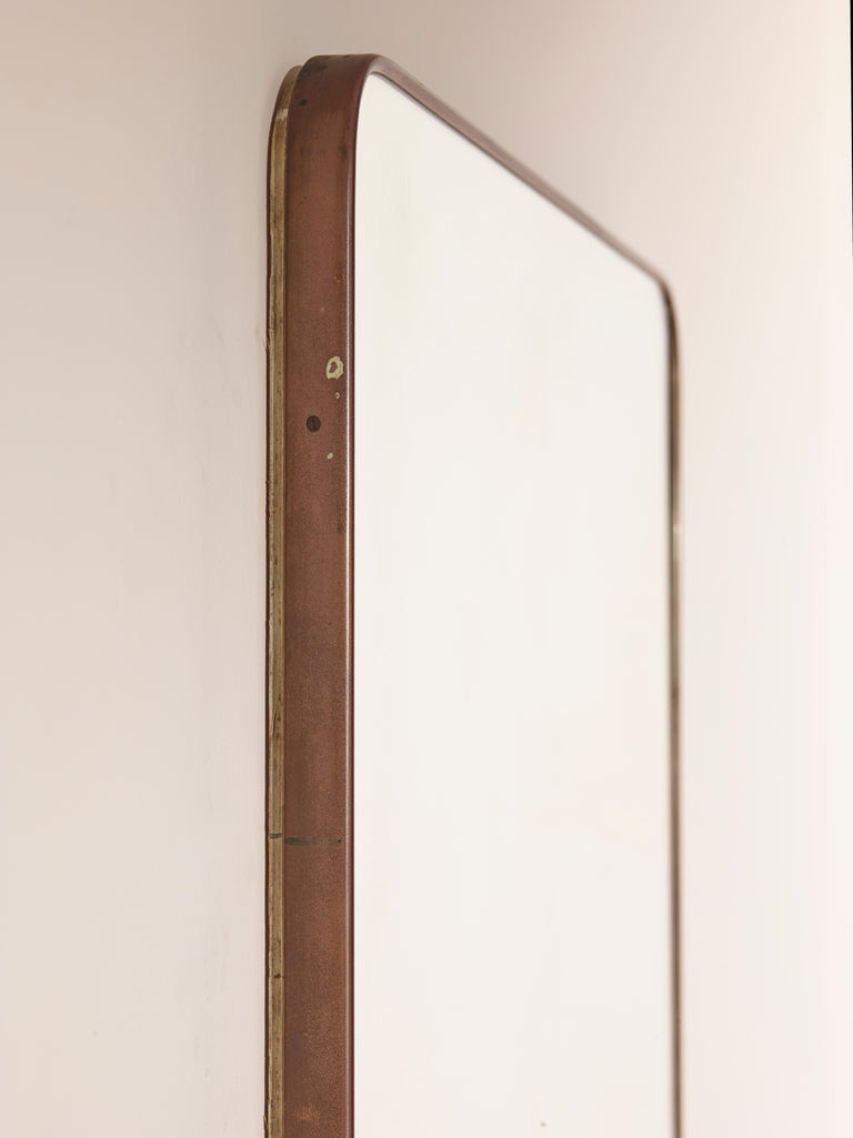 Large Italian Rectangular Brass Wall Mirror, Italy, 1950s For Sale at ...