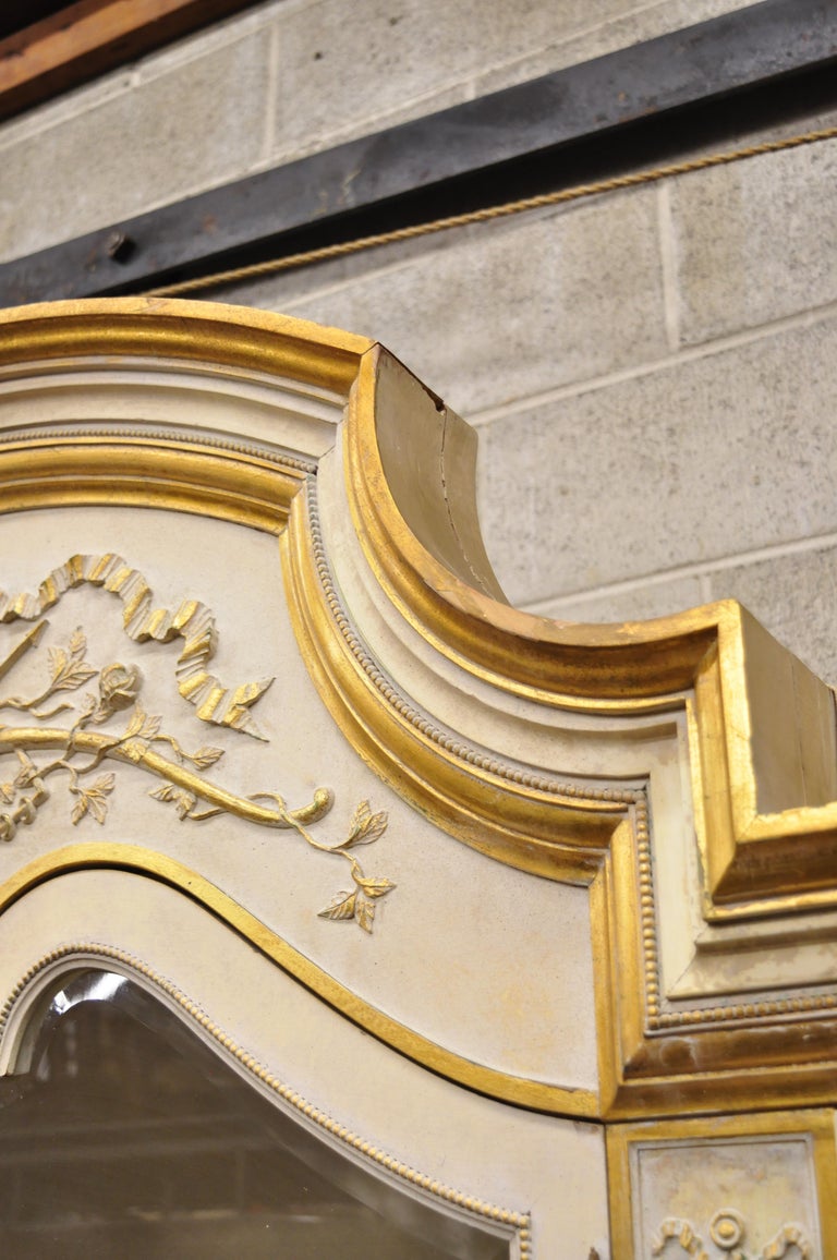 Large Italian Regency Cream and Gold Gilt Breakfront China Display ...