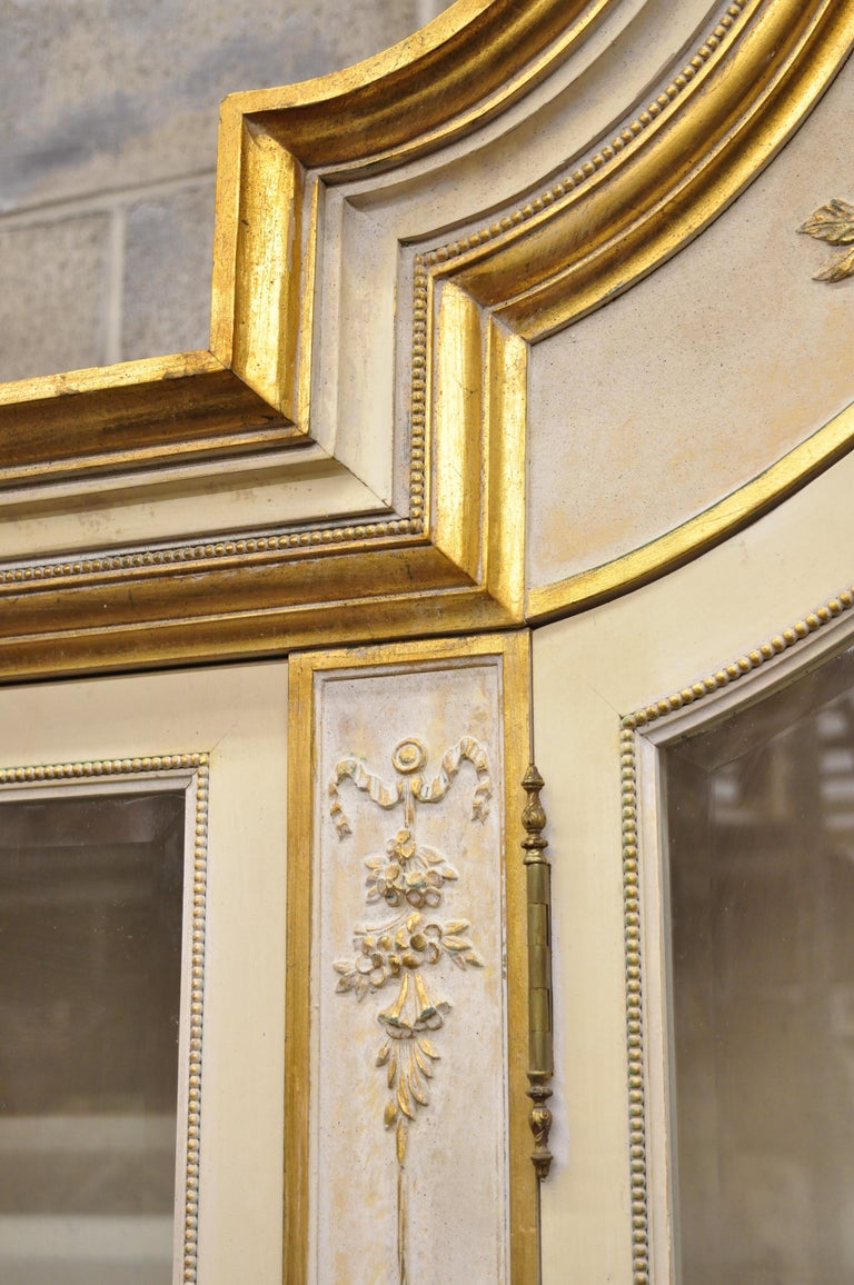 Large Italian Regency Cream and Gold Gilt Breakfront China Display ...