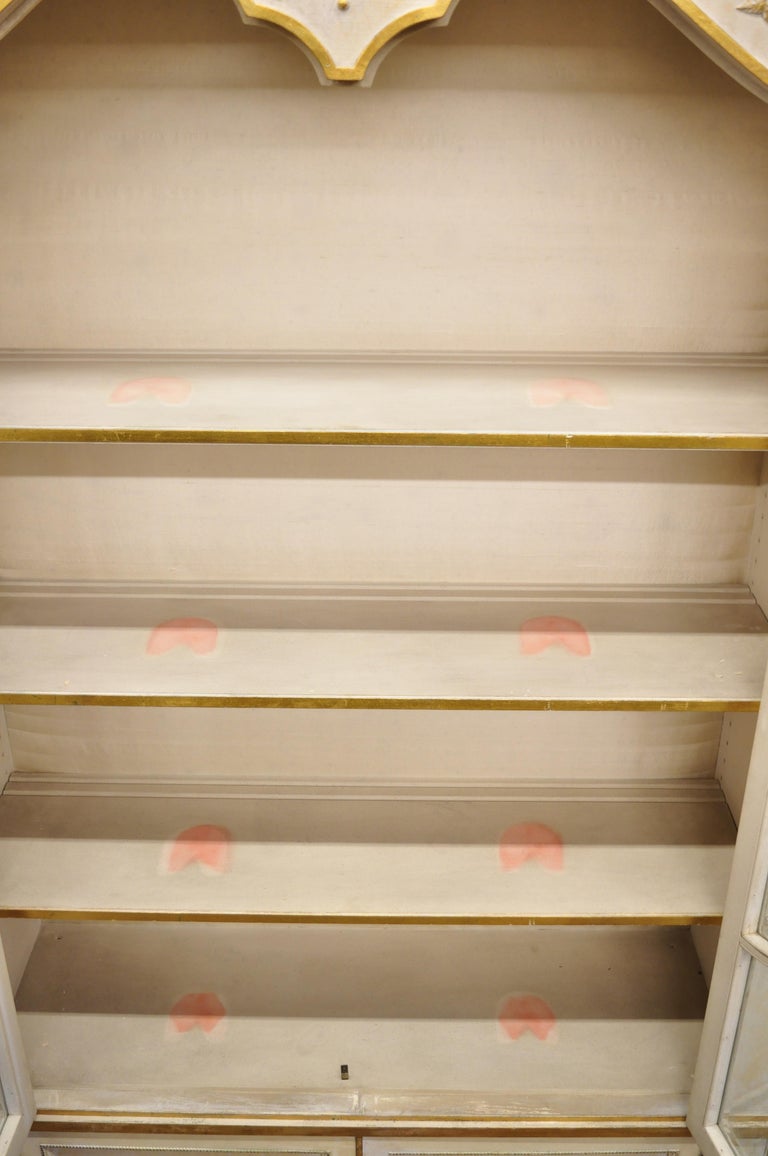 Large Italian Regency Cream and Gold Gilt Breakfront China Display ...