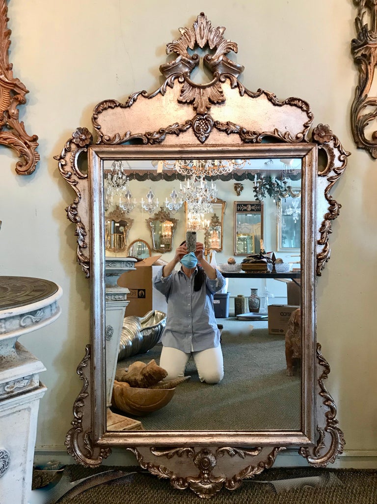 Large Italian Silver Leaf Mirror at 1stDibs