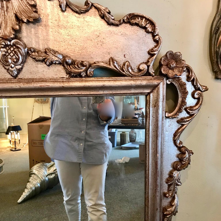 Large Italian Silver Leaf Mirror at 1stDibs