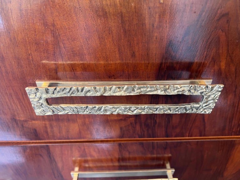 Large Italian Walnut Three Drawers Commode with Brass Handles For Sale ...