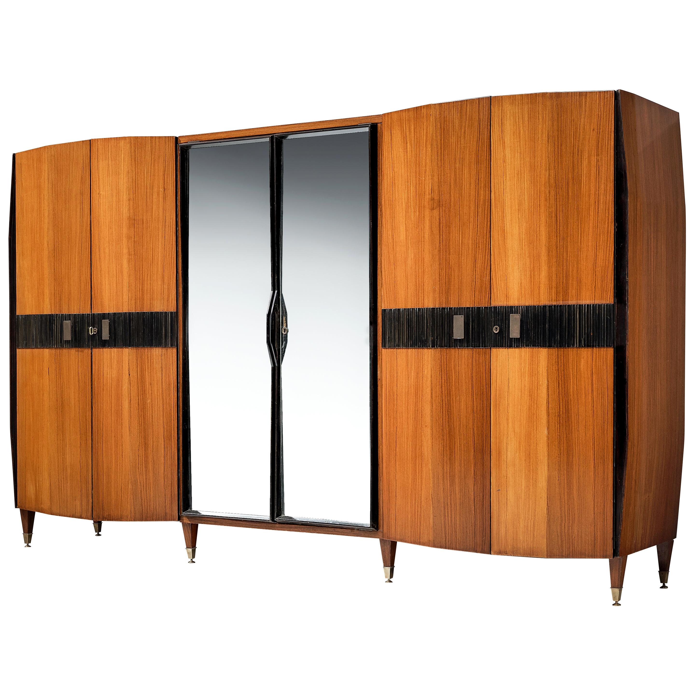 Exquisite Italian Wardrobe with Mirrored Doors in Walnut Burl For Sale ...