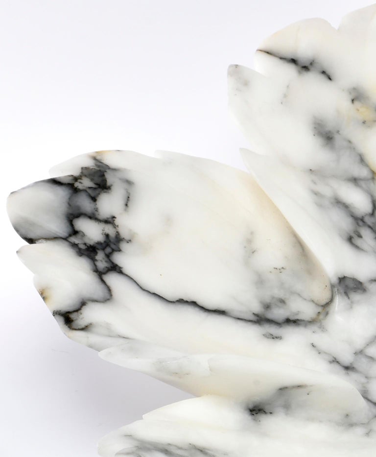 Large Italian White and Gray Alabaster Leaf Form Platter or Bowl For ...