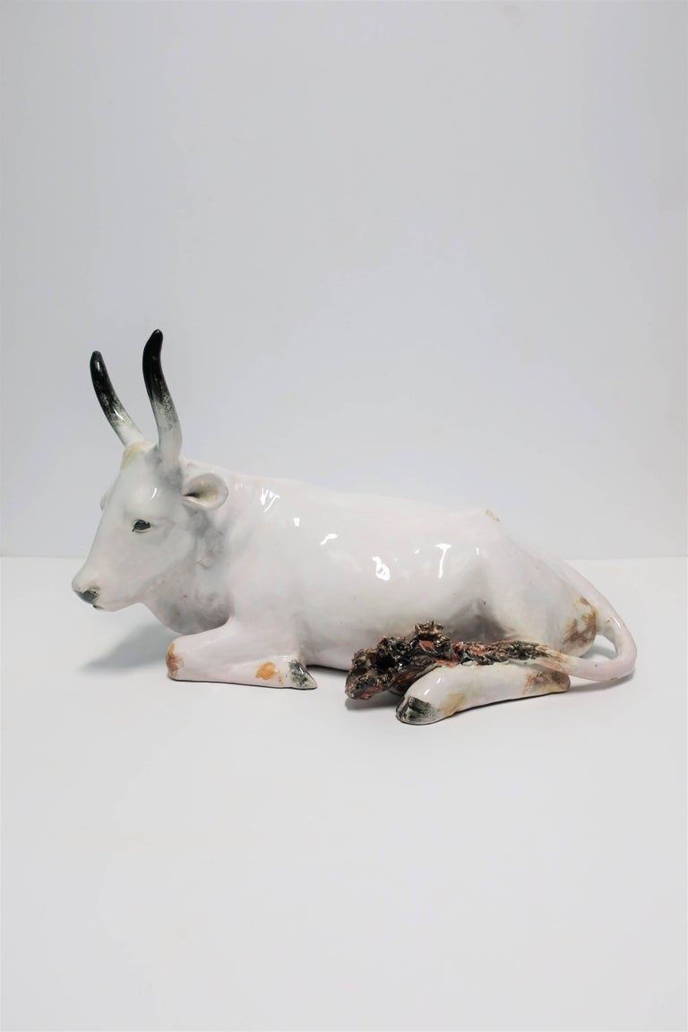 Italian White Pottery Animal Bovine Cow Sculpture For Sale at 1stDibs ...