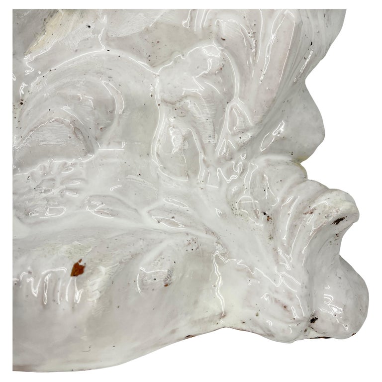 Large Italian White Glazed Cherub Centerpiece Sculpture For Sale at 1stDibs