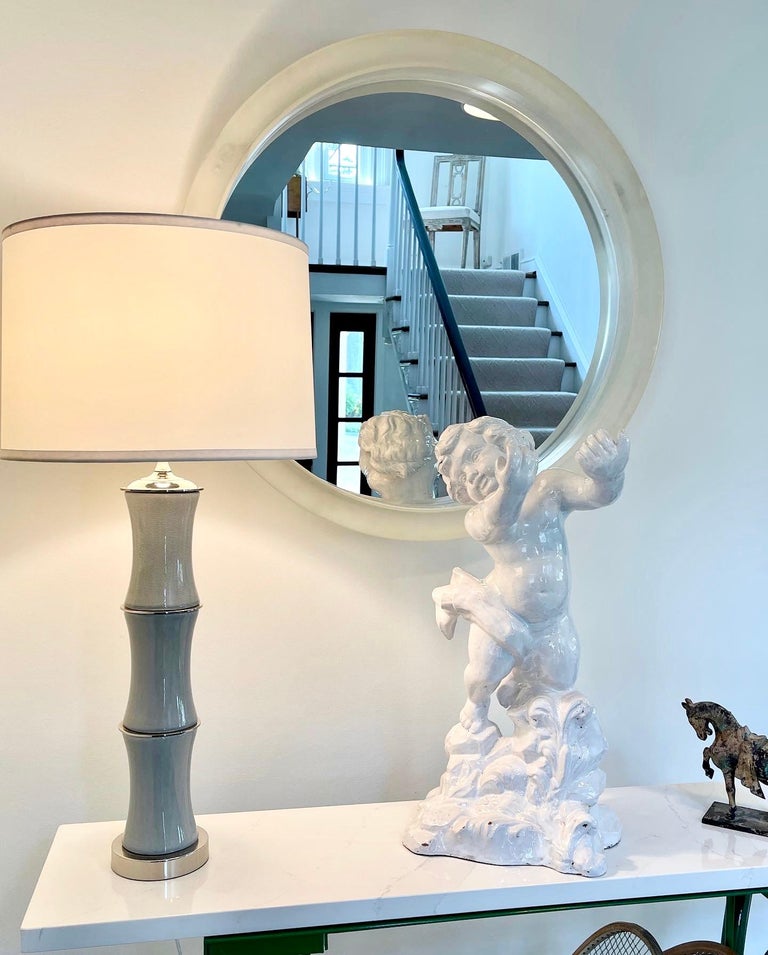 Large Italian White Glazed Cherub Centerpiece Sculpture For Sale at 1stDibs