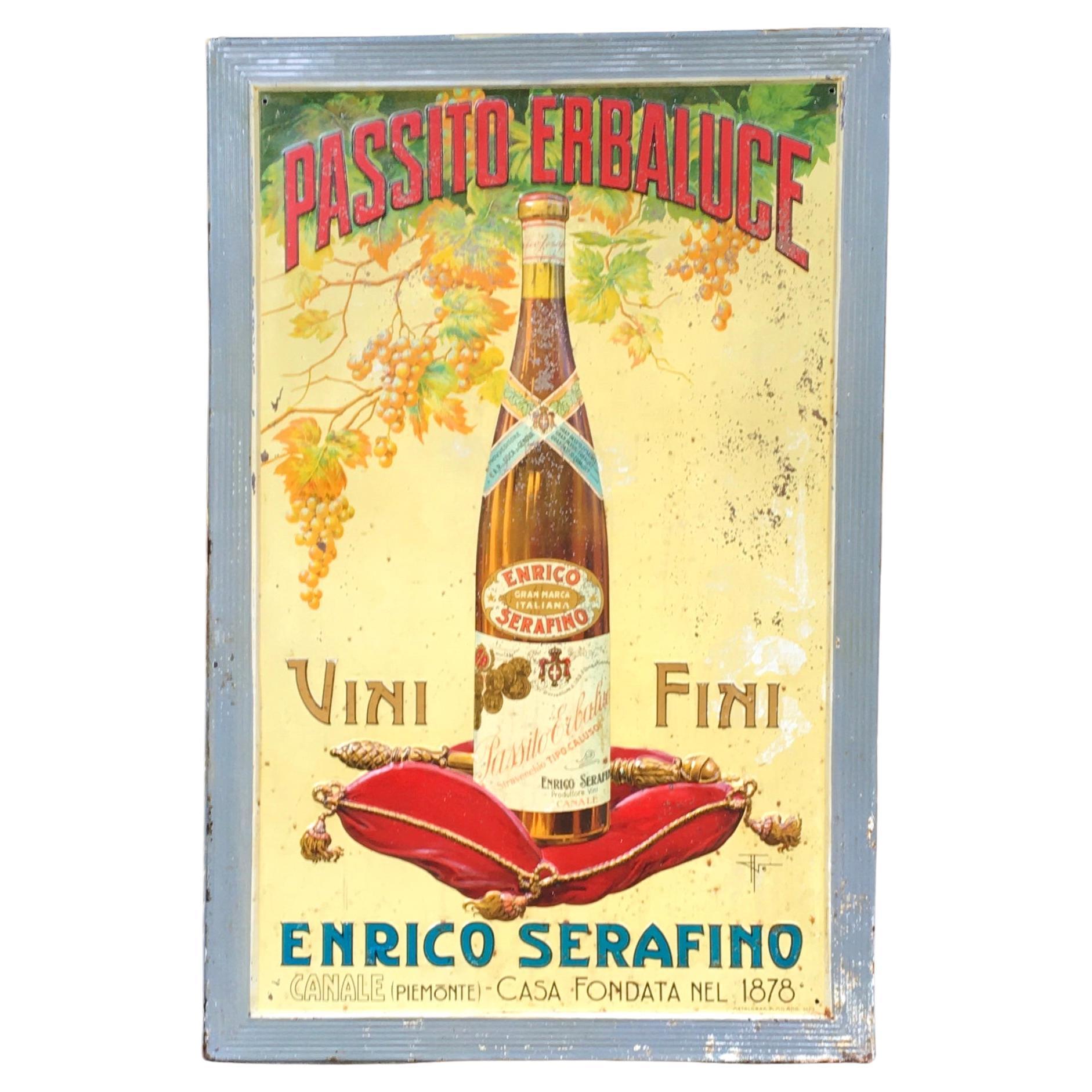 Large Italian Wine Sign, 1920s, Metalgraf Milano For Sale at 1stDibs