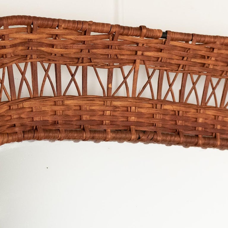 Large Italian Woven Wicker Mirror For Sale at 1stDibs