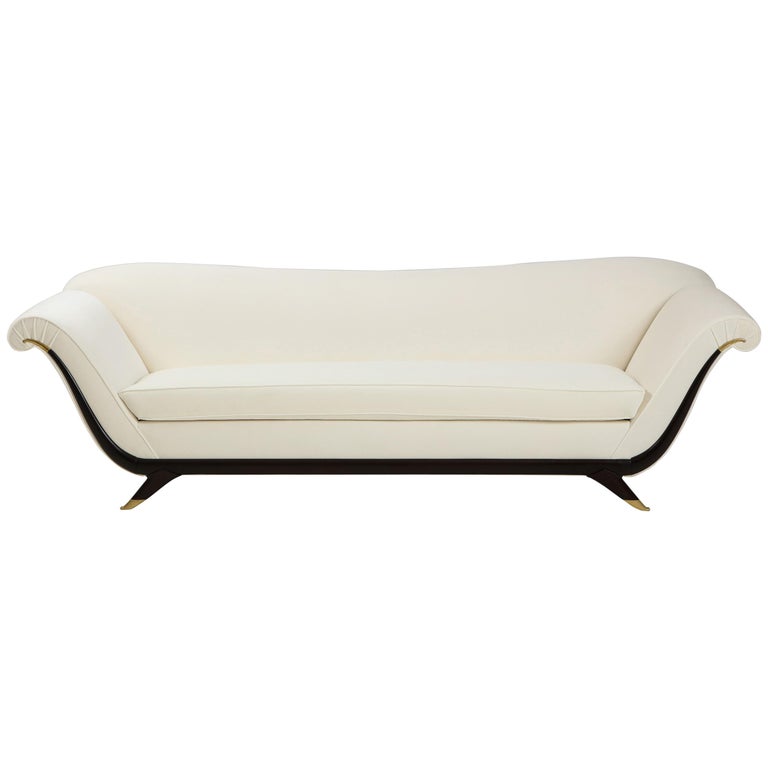 Large Sofa in Ivory Velvet Attributed to Guglielmo Ulrich at 1stDibs