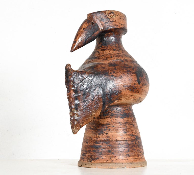large Jacques Pouchain Atelier Dieulefit bird vase For Sale at 1stDibs